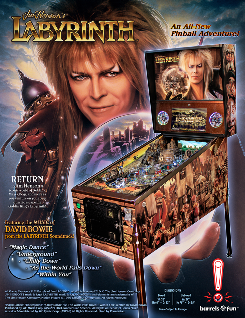 BARRELS of FUN Jim Henson's LABYRINTH Pinball Machine for sale! | COIN ...