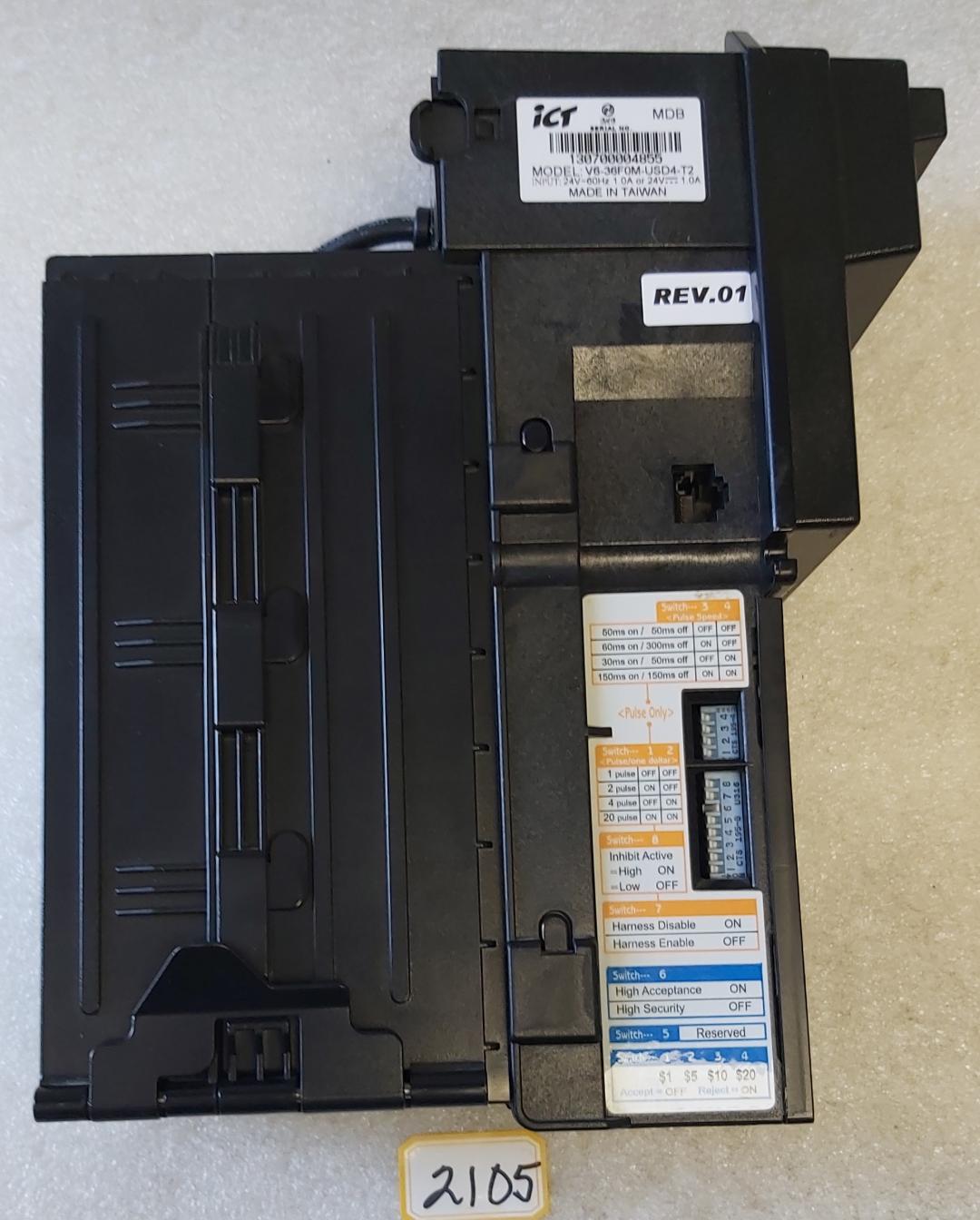 ICT V6-36FOM-USD4-T2 - 24 Volt Bill Validator Acceptor DBA (2105 ...