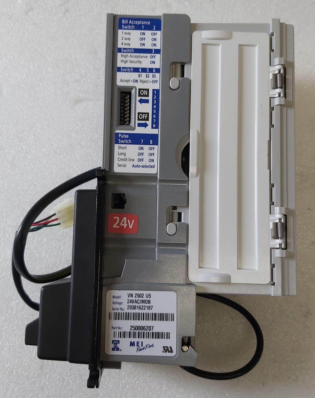 MARS MEI VN 2502 U5 24V Bill Validator Acceptor DBA P/N 250006207 ...