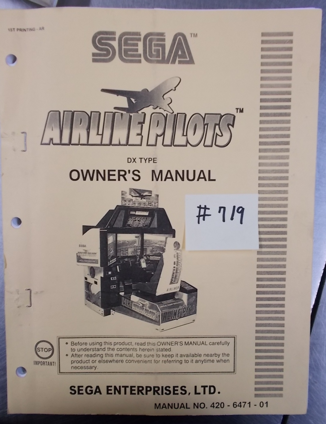 AIRLINE PILOTS DX TYPE Arcade Machine Game OWNER'S MANUAL #719 for sale ...