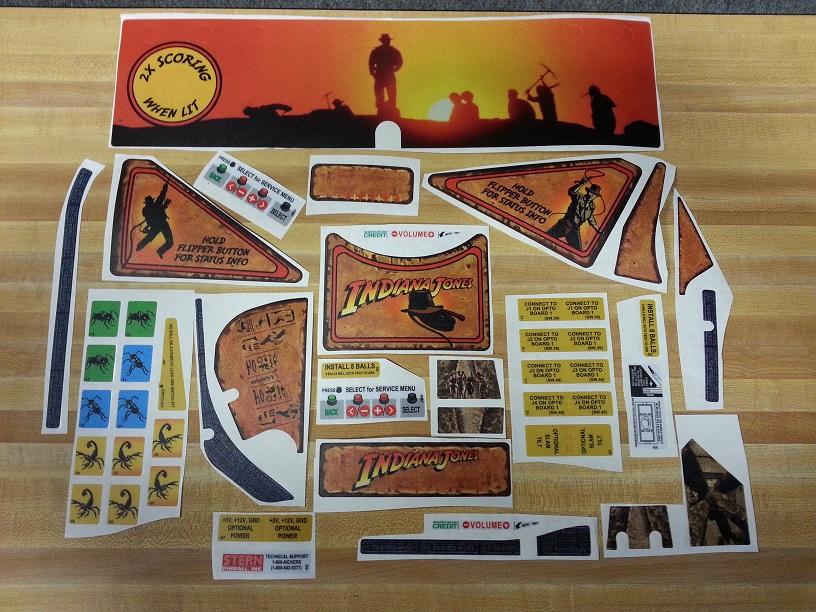 INDIANA JONES Pinball Machine Game Cabinet Art Decal Set by Stern #803 ...