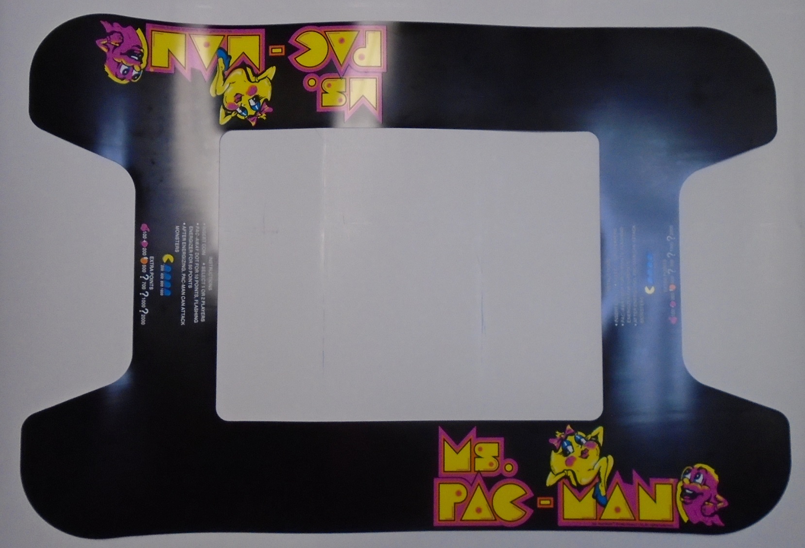 Ms. Pac-man Video Arcade Machine Game Control Panel Overlay - Lot of 2 ...
